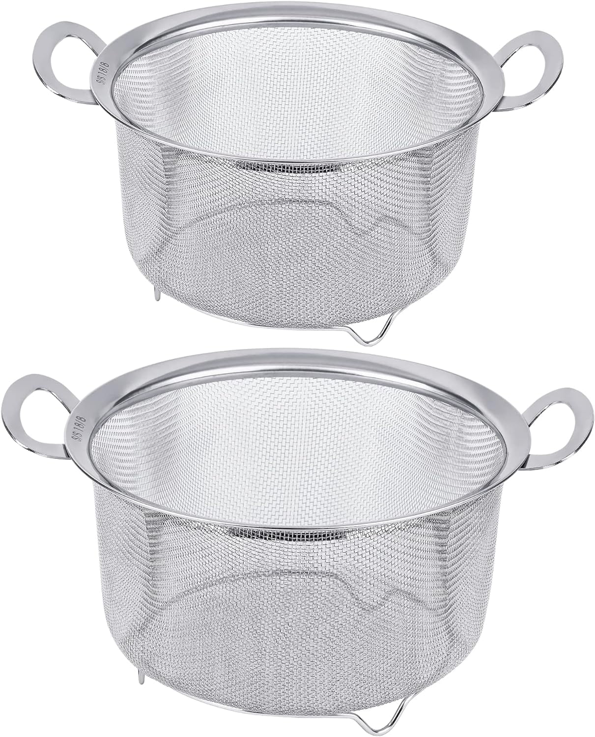 2 Pack Strainers for Kitchen, 18/8 Stainless Steel Colander with ...