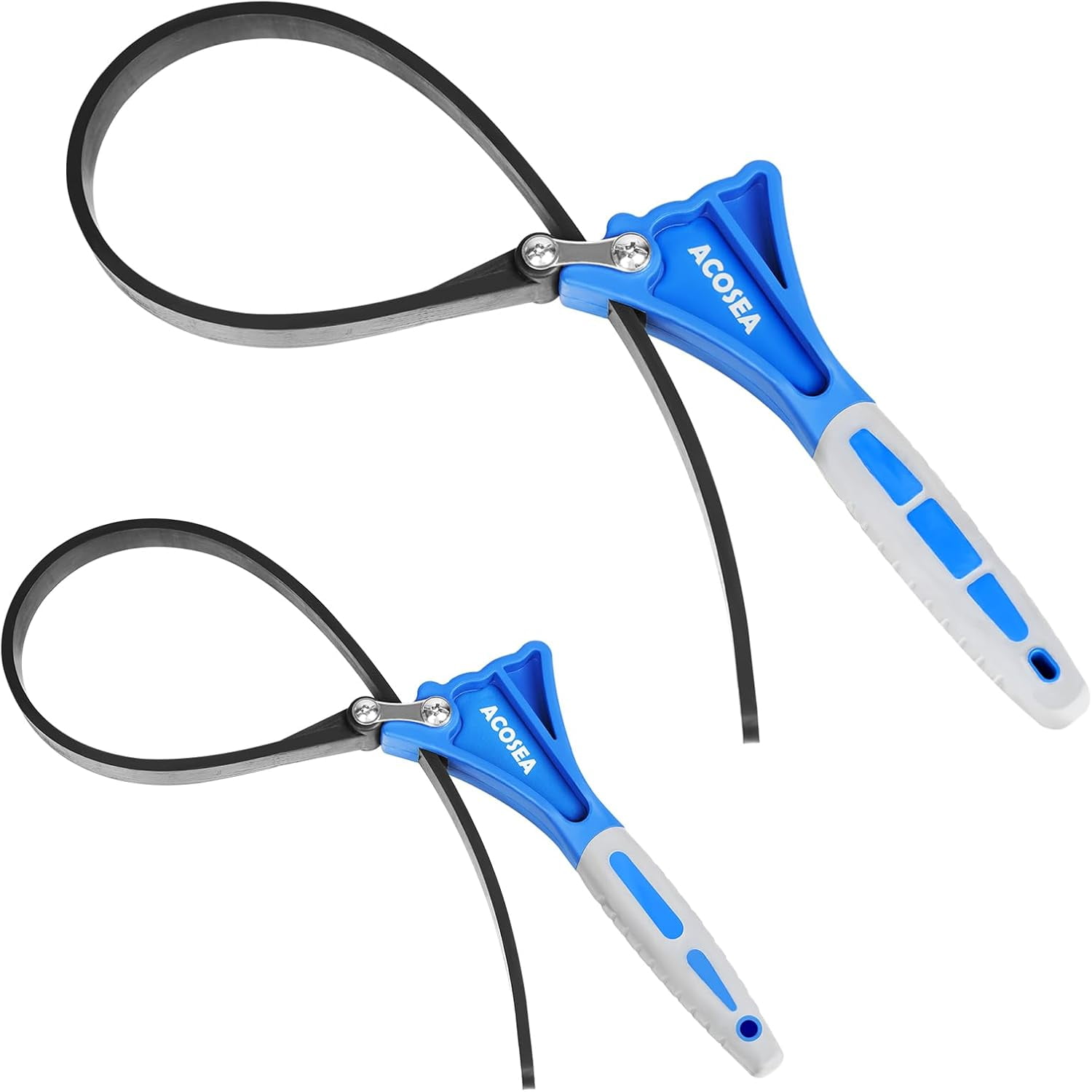 2-Pack Strap Wrench, 6" and 4" Rubber Strap, Adjustable Blet Jar Opener ...