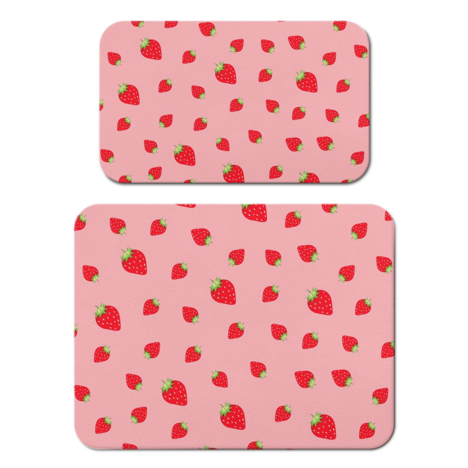 2 Pack Strawberry Coffee Mat Set - Cute Kawaii Watercolor Cartoon ...