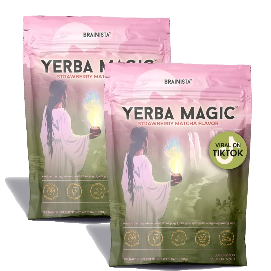 2 Pack Strawberry Instant Tea Powder, 3-in-1 Super Drink - Clean Energy, Brain Fog Buster, and ...