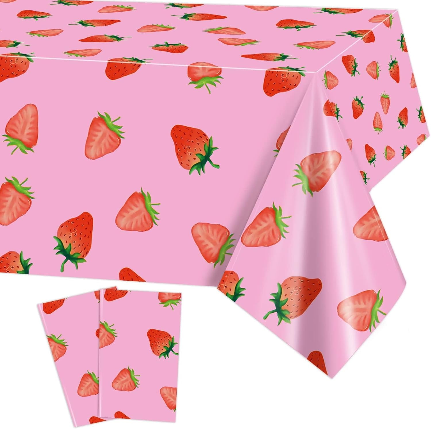 2 Pack Strawberry Tablecloth for Strawberry Party Decorations, Plastic ...