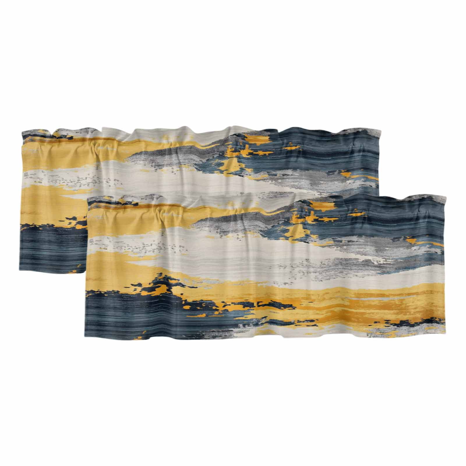 2 Pack Street Art Valance for Window Watercolor Yellow Gray Decoration ...