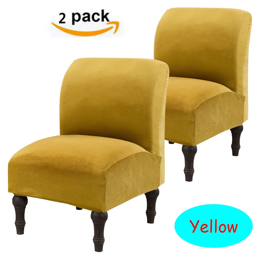 SHANNA 2 Pack Stretch Armless Chair Covers, Velvet Slipcovers, Solid ...