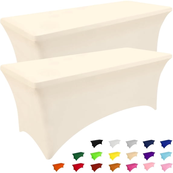 2 Pack Stretch Fitted Spandex Tablecloths 6FT, Elastic Wrinkle-Free ...