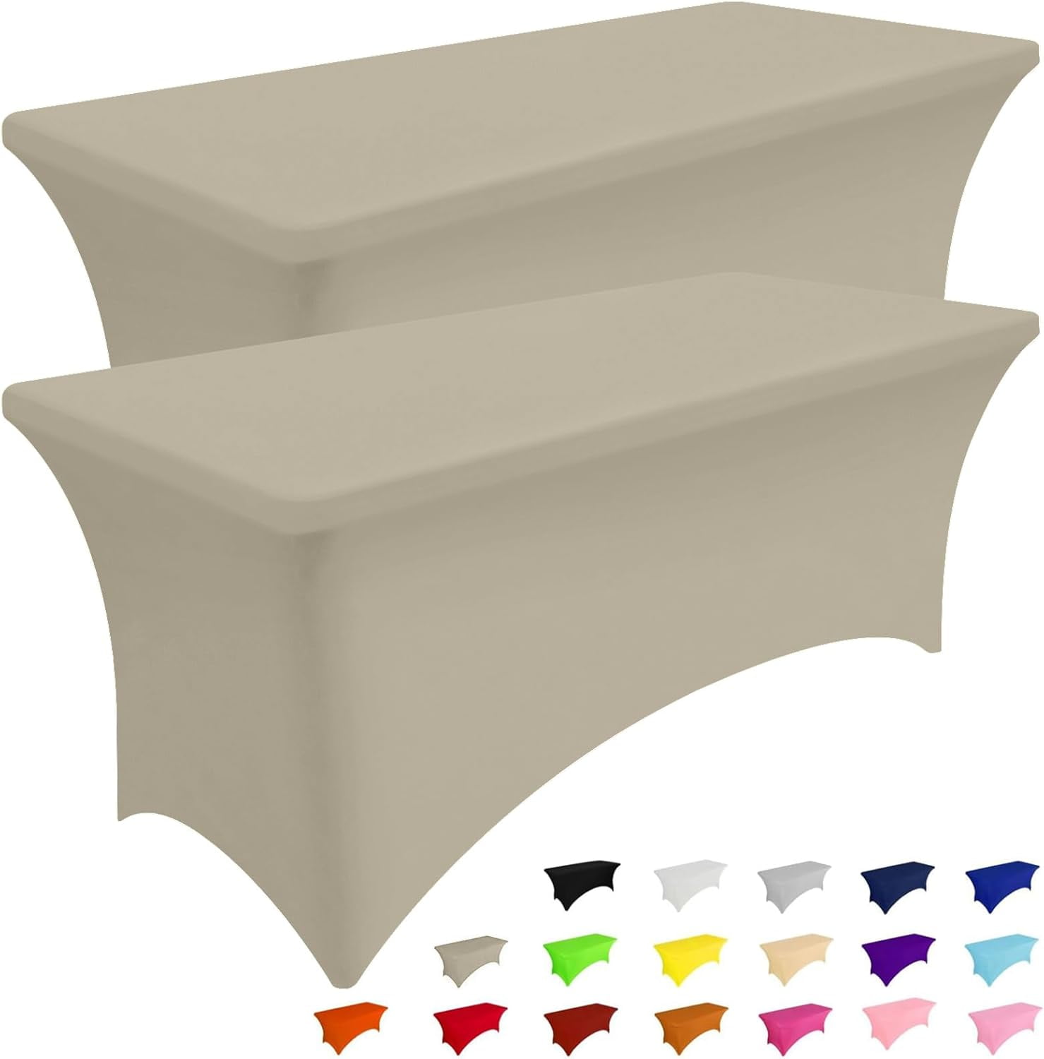 2 Pack Stretch Spandex Tablecloths, 6FT Elastic Fitted Wrinkle-Free ...