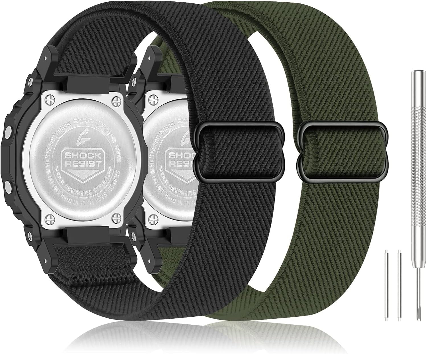 2 Pack Stretchy Nylon Watch Bands Compatible with Casio G-Shock DW-5600 ...