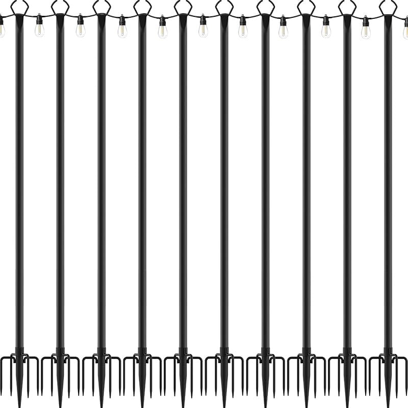 2 Pack String Light Poles,10 Ft Light Poles for Outside String Lights ...