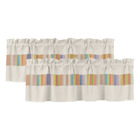 2 Pack Striped Valance for Window Minimalist Yellow Blue Green Vertical ...