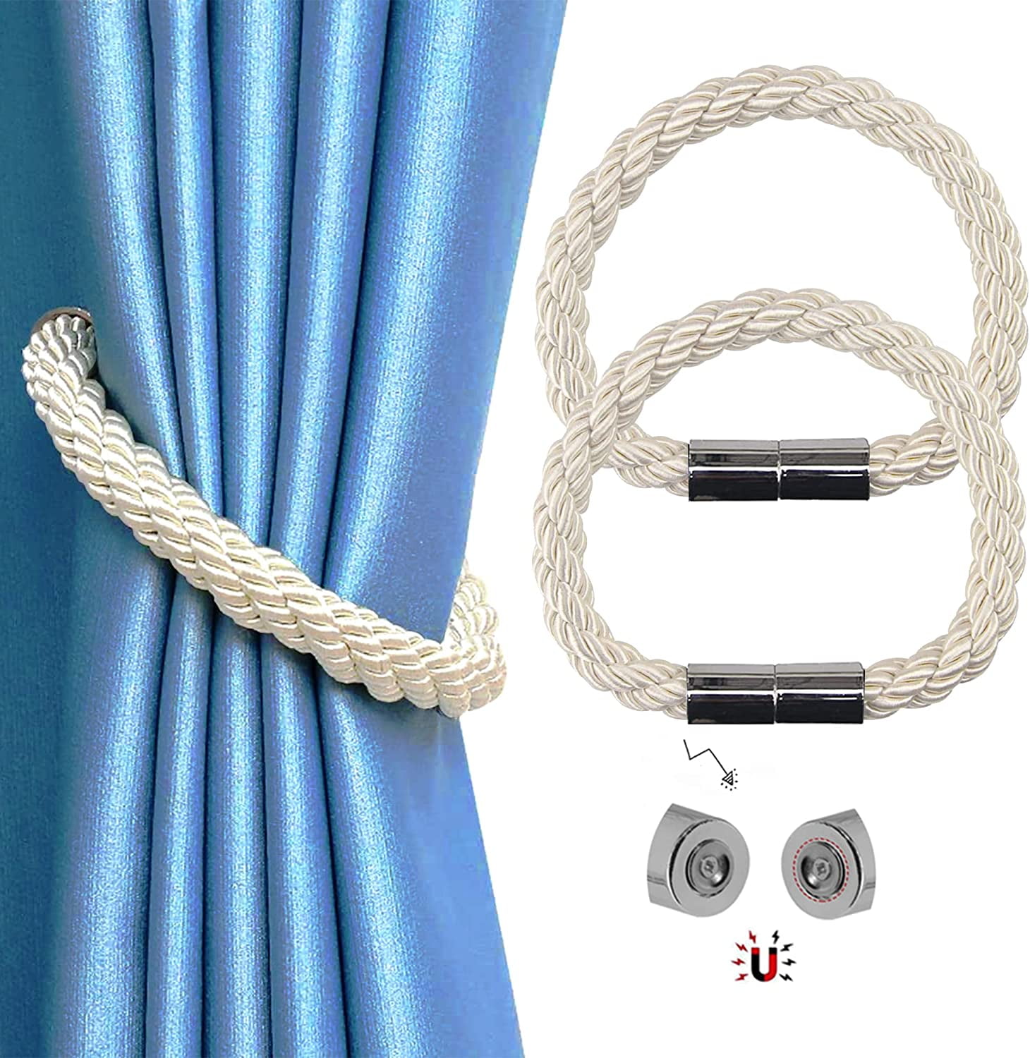 2 Pack Strong Magnetic Curtain Tiebacks, Modern European Simple Style ...