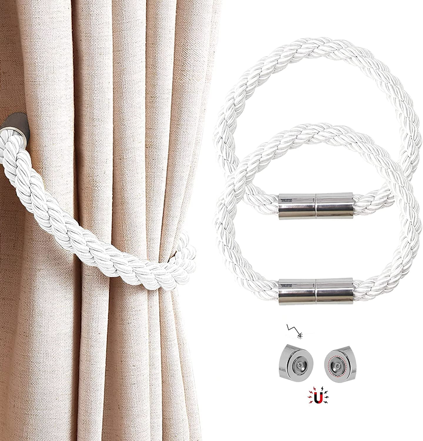 2 Pack Strong Magnetic Curtain Tiebacks, Modern European Simple Style ...