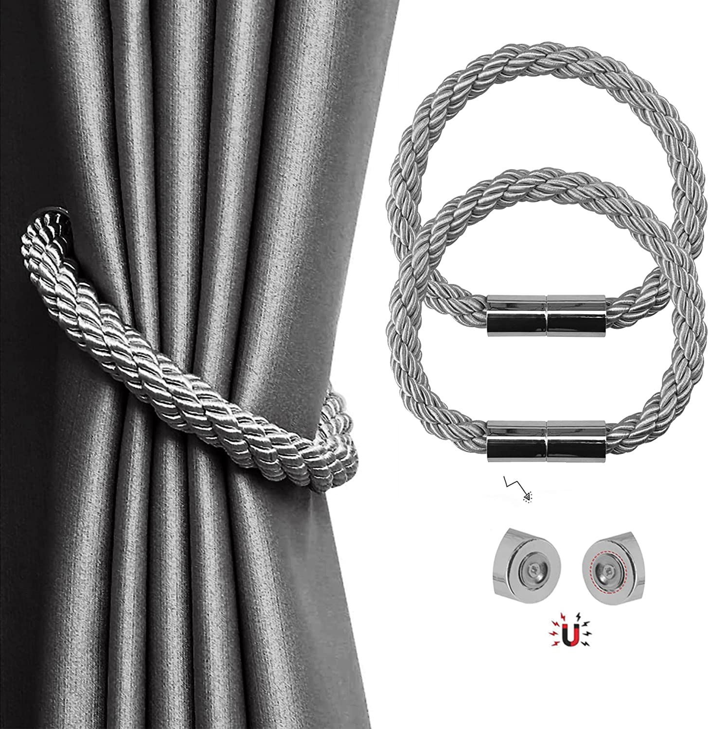 2 Pack Strong Magnetic Curtain Tiebacks, Modern European Simple Style ...