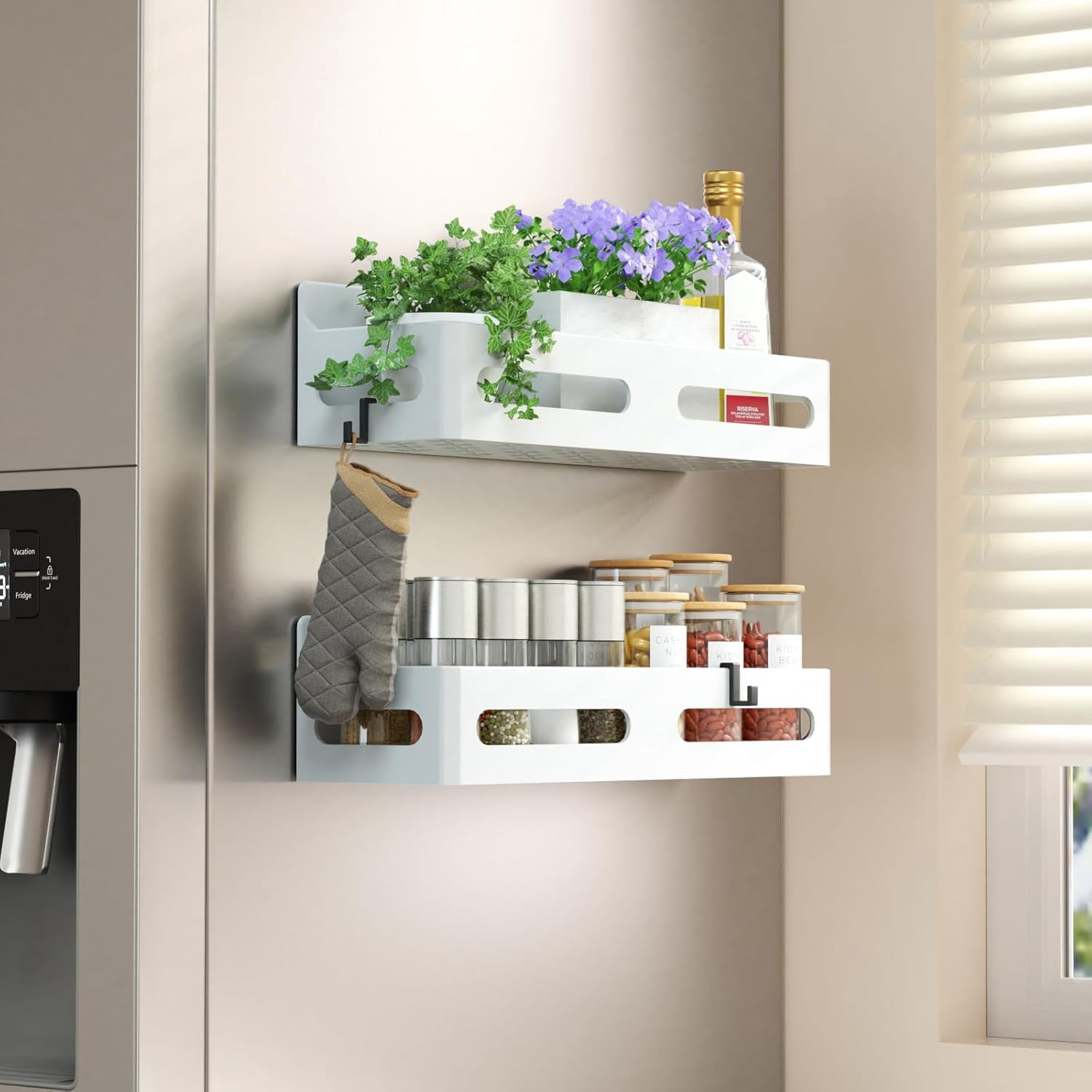 2 Pack Strong Magnetic Spice Rack for Refrigerator, Multipurpose ...