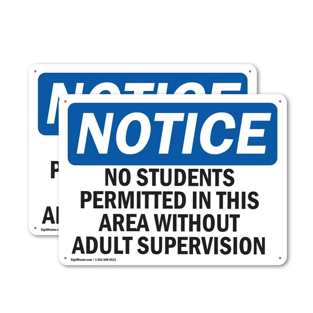 (2 Pack) No Students Permitted In This Area Without OSHA Notice Sign 10 ...