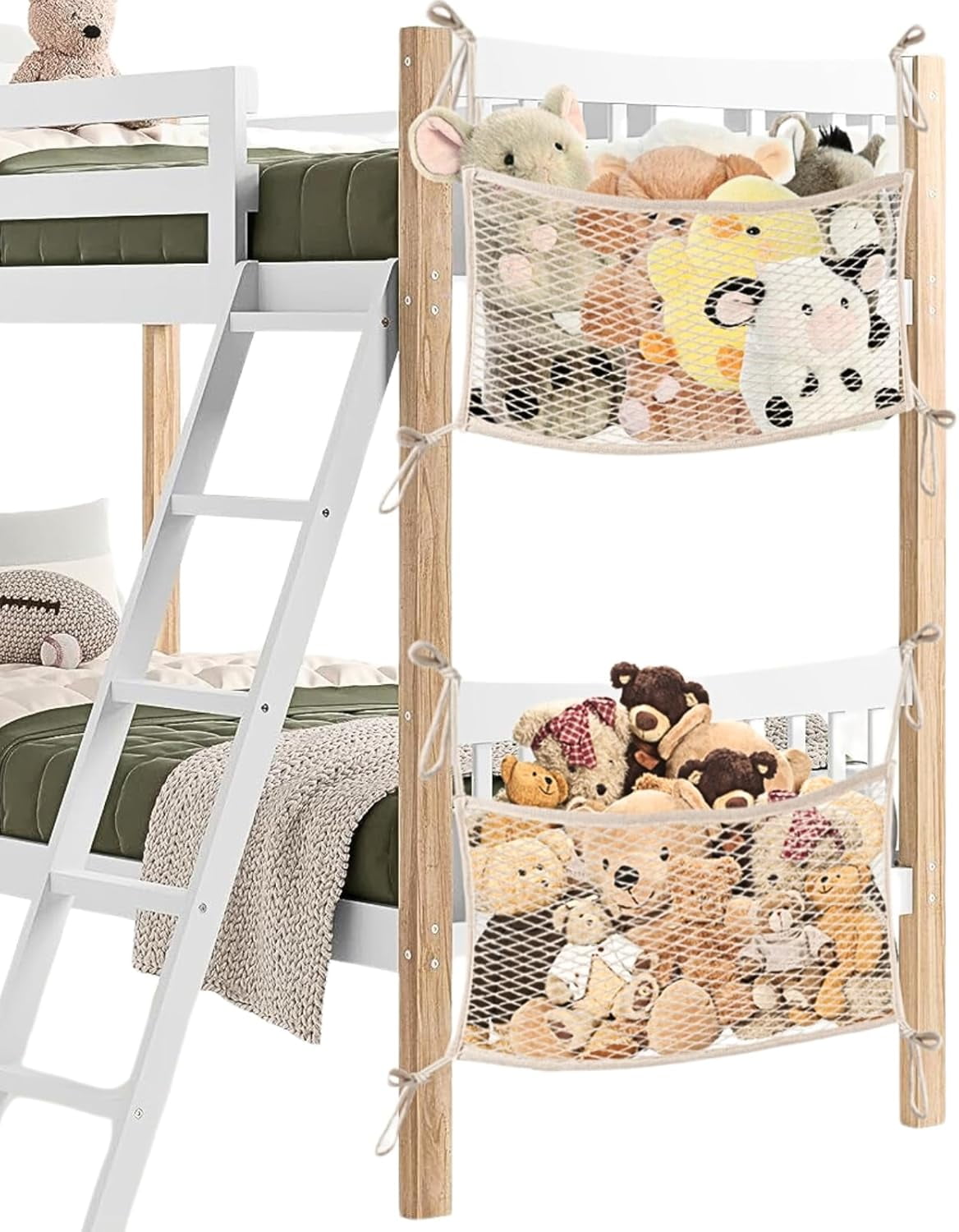 2 Pack Stuffed Animal Storage Net for Kids, Bedside Toy Organizer Net ...