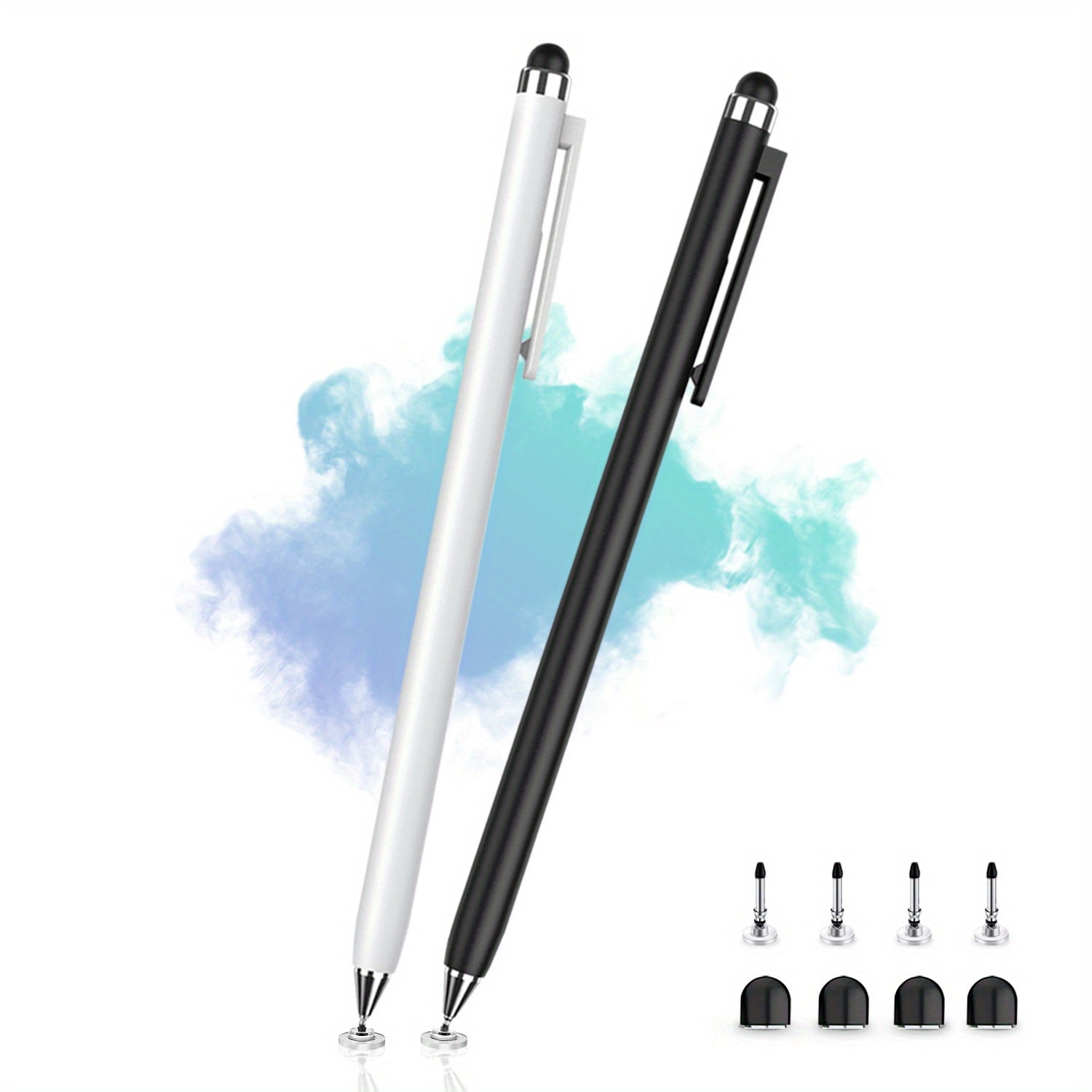 2-Pack Stylus Pen for Touch Screen, Retractable 2-in-1 Design with ...
