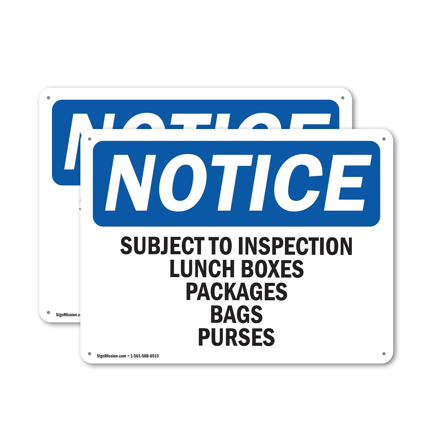 (2 Pack) Subject To Inspection Lunch Boxes Packages OSHA Notice Sign 24 ...