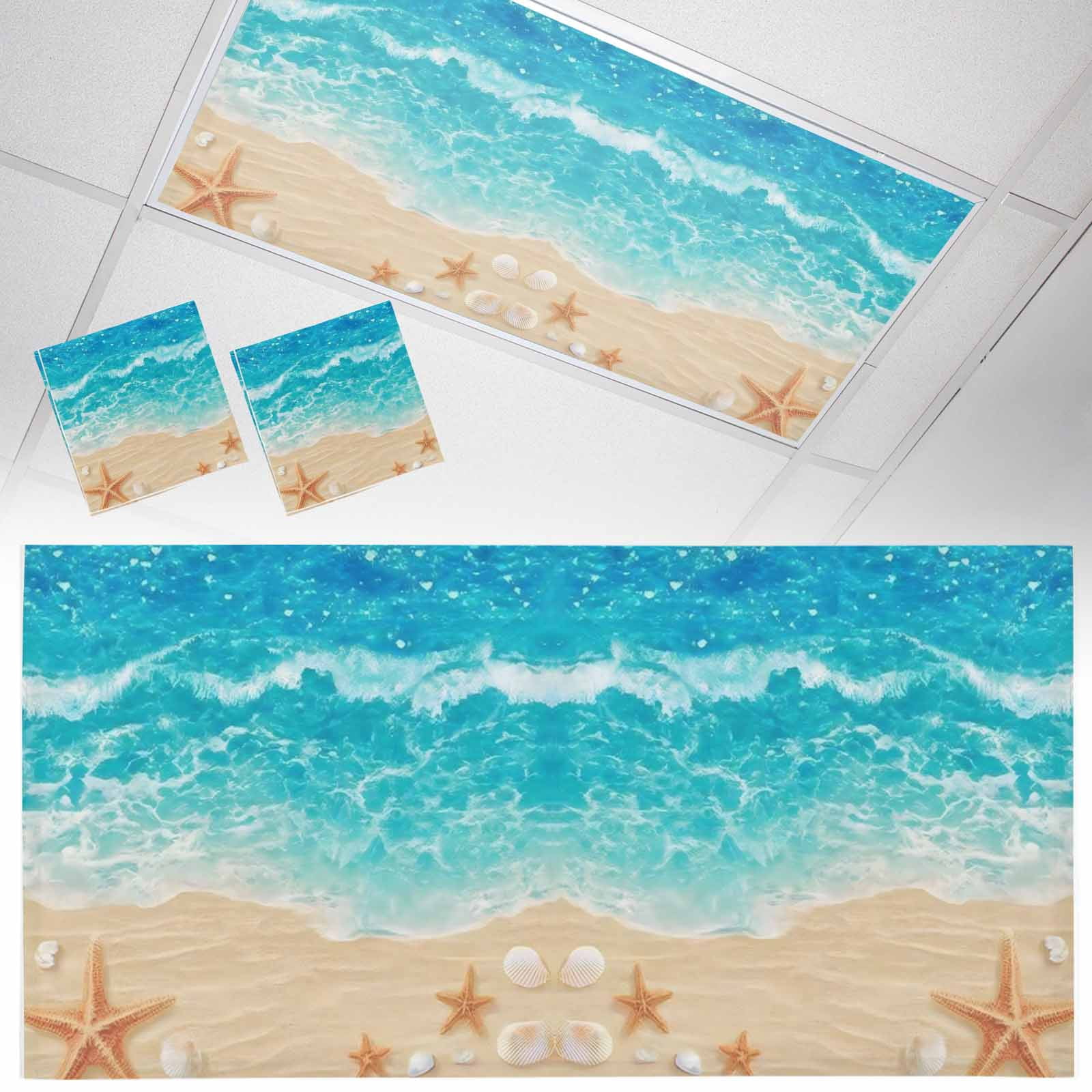 2 Pack Summer Beach Fluorescent Light Covers for Ceiling Lights Teal ...