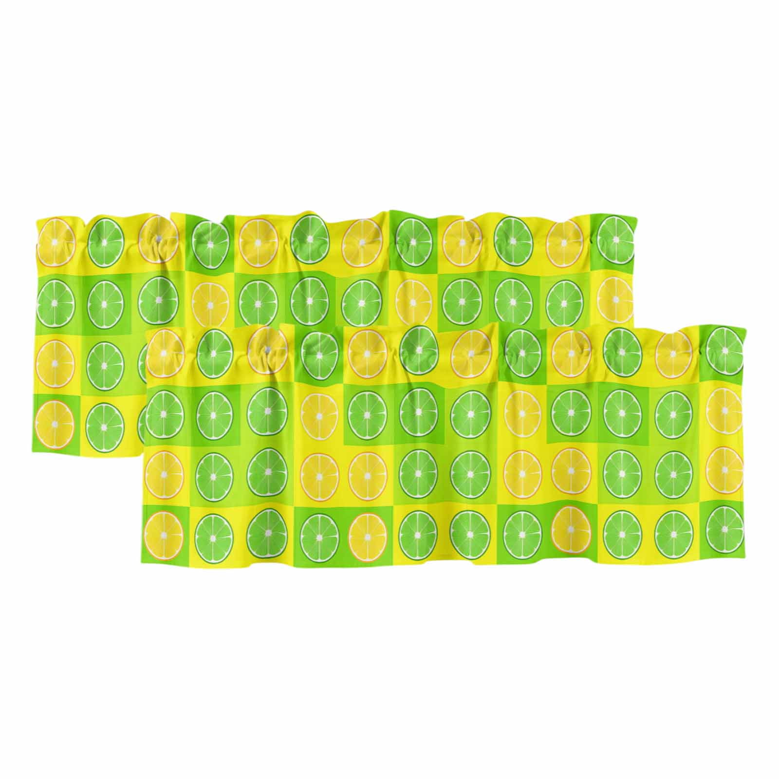 2 Pack Summer Lemon Valance for Window Green Yellow Lemon Cartoon Fruit ...