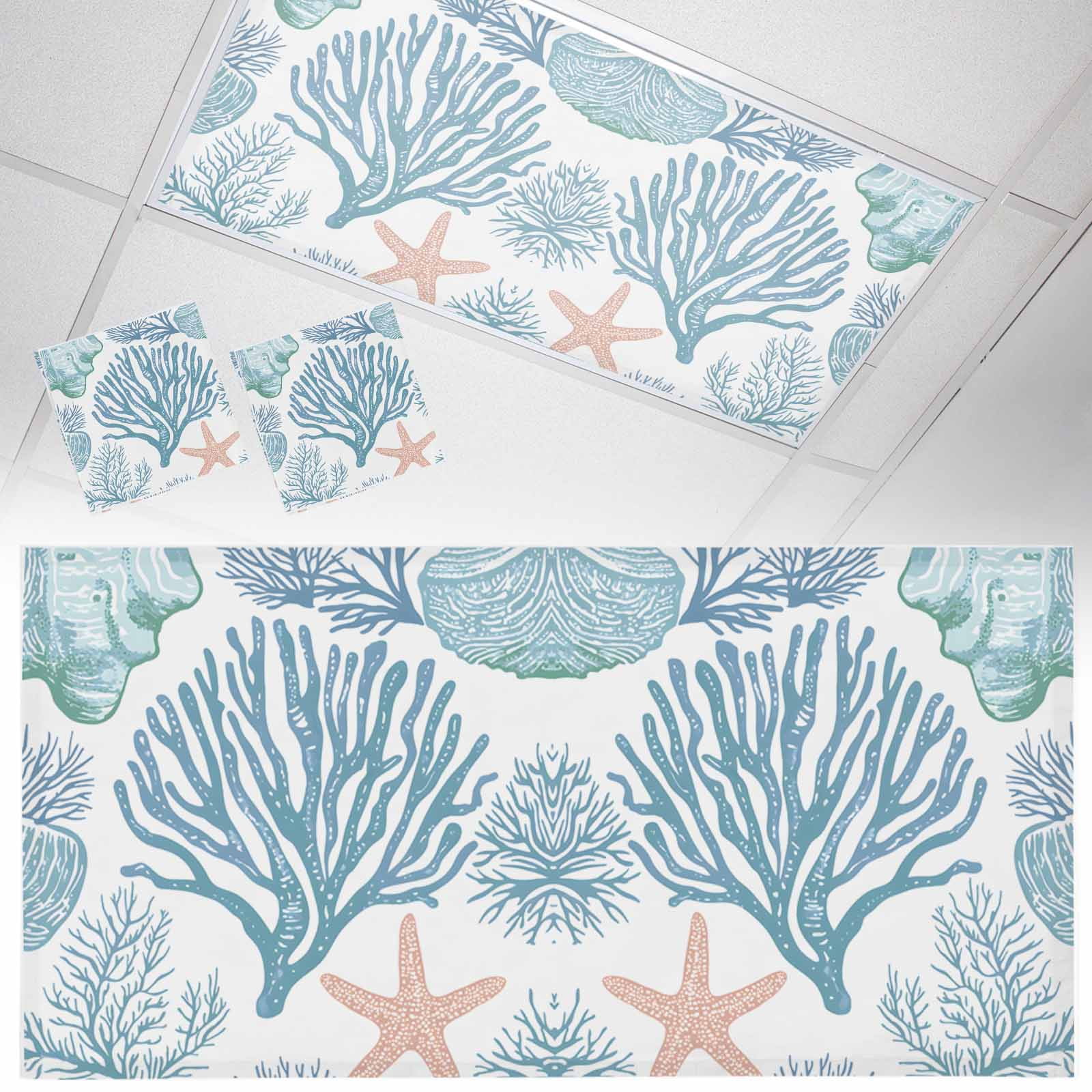 2 Pack Summer Marine Life Fluorescent Light Covers for Ceiling Lights ...