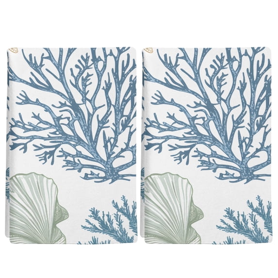 2 Pack Summer Marine Life Kitchen Towels Ocean Starfish Coral Art Line ...