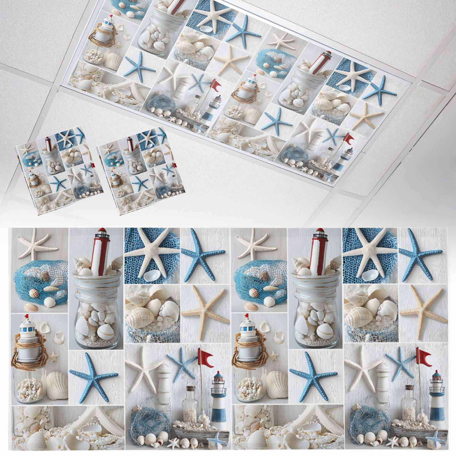 2 Pack Summer Nautical Fluorescent Light Covers for Ceiling Lights ...