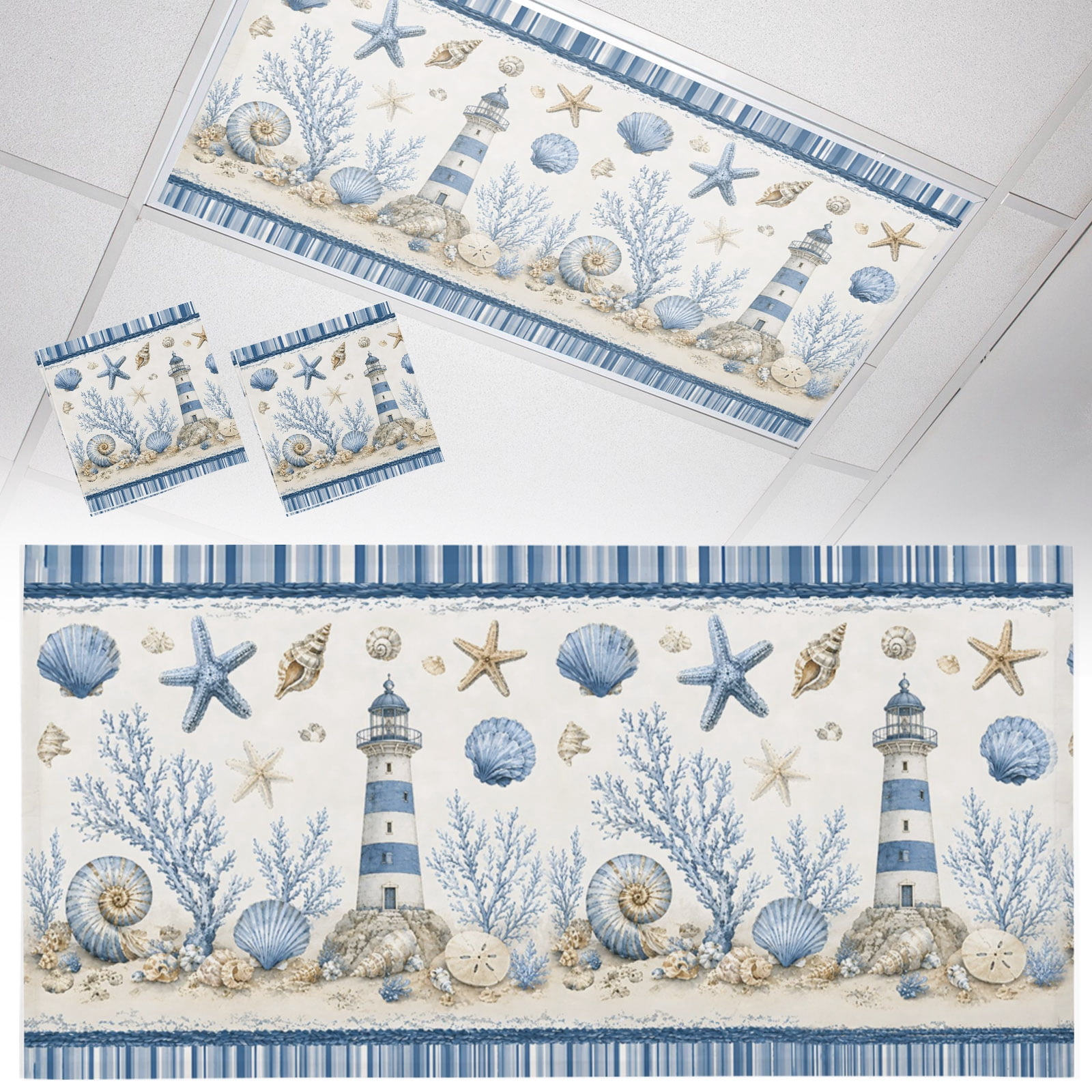 2 Pack Summer Ocean Fluorescent Light Covers for Ceiling Lights ...