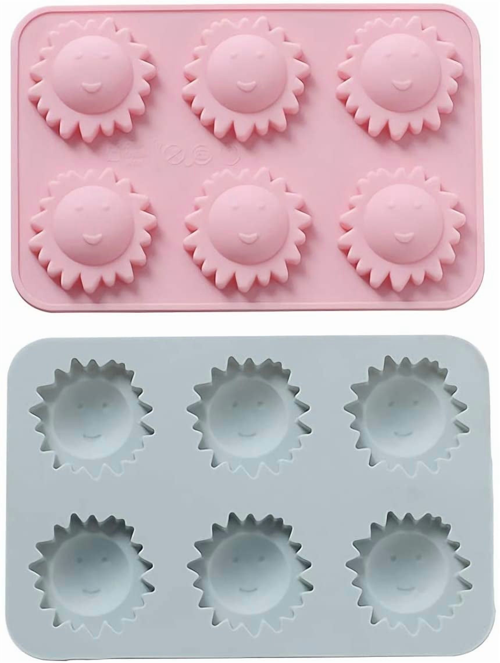 2 Pack Sun Face Ice Cube Tray Silicone Mold for Flower Chocolate Candy ...