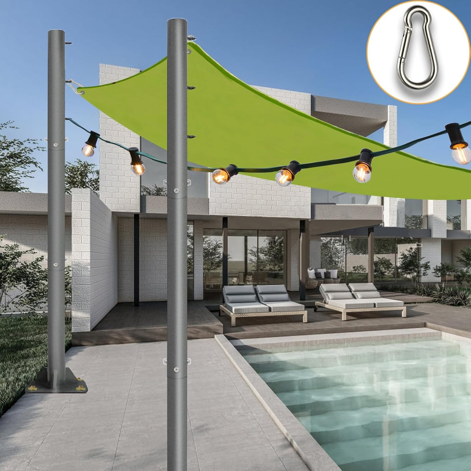 2 Pack Sun Shade Sail Poles - 10ft Outdoor Removable Sunshade Support ...