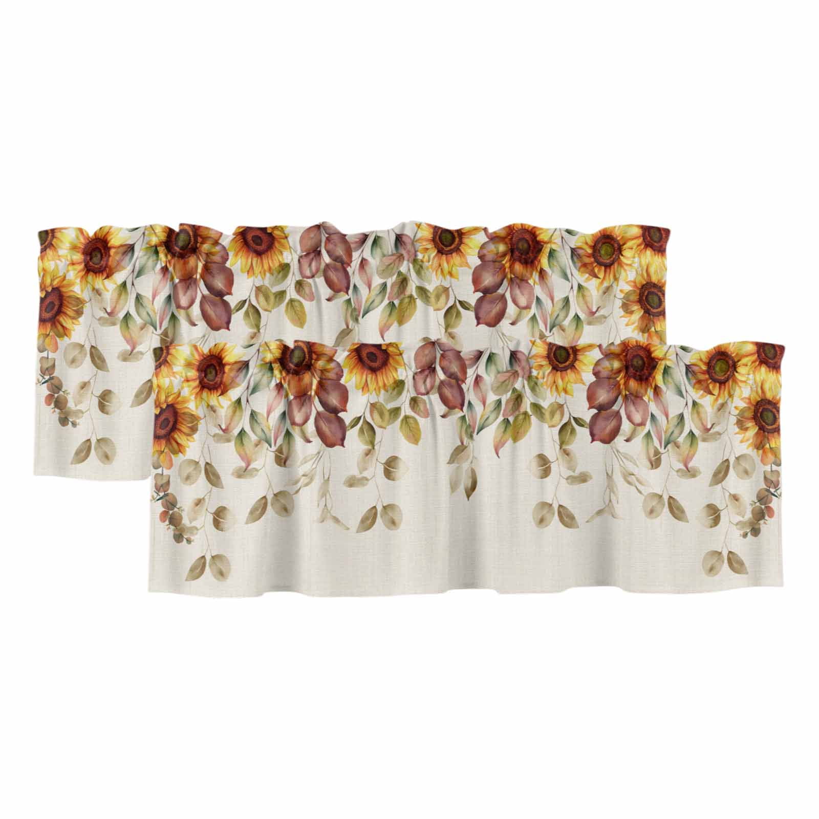 2 Pack Sunflower Fall Valances for Windows Bedroom Living Room Window ...