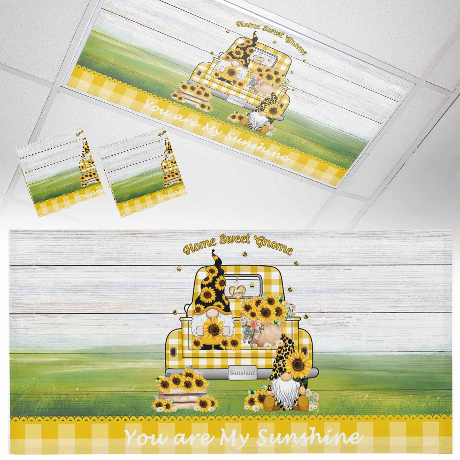 2 Pack Sunflower Gnome Fluorescent Light Covers for Ceiling Lights ...