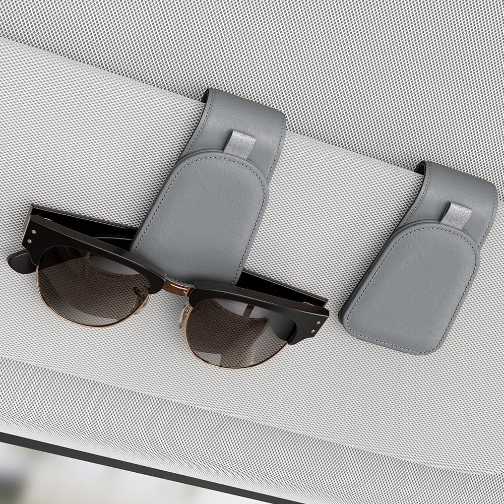2 Pack Sunglass Holder for Car Visor Suede Cloth Magnetic Sunglass ...
