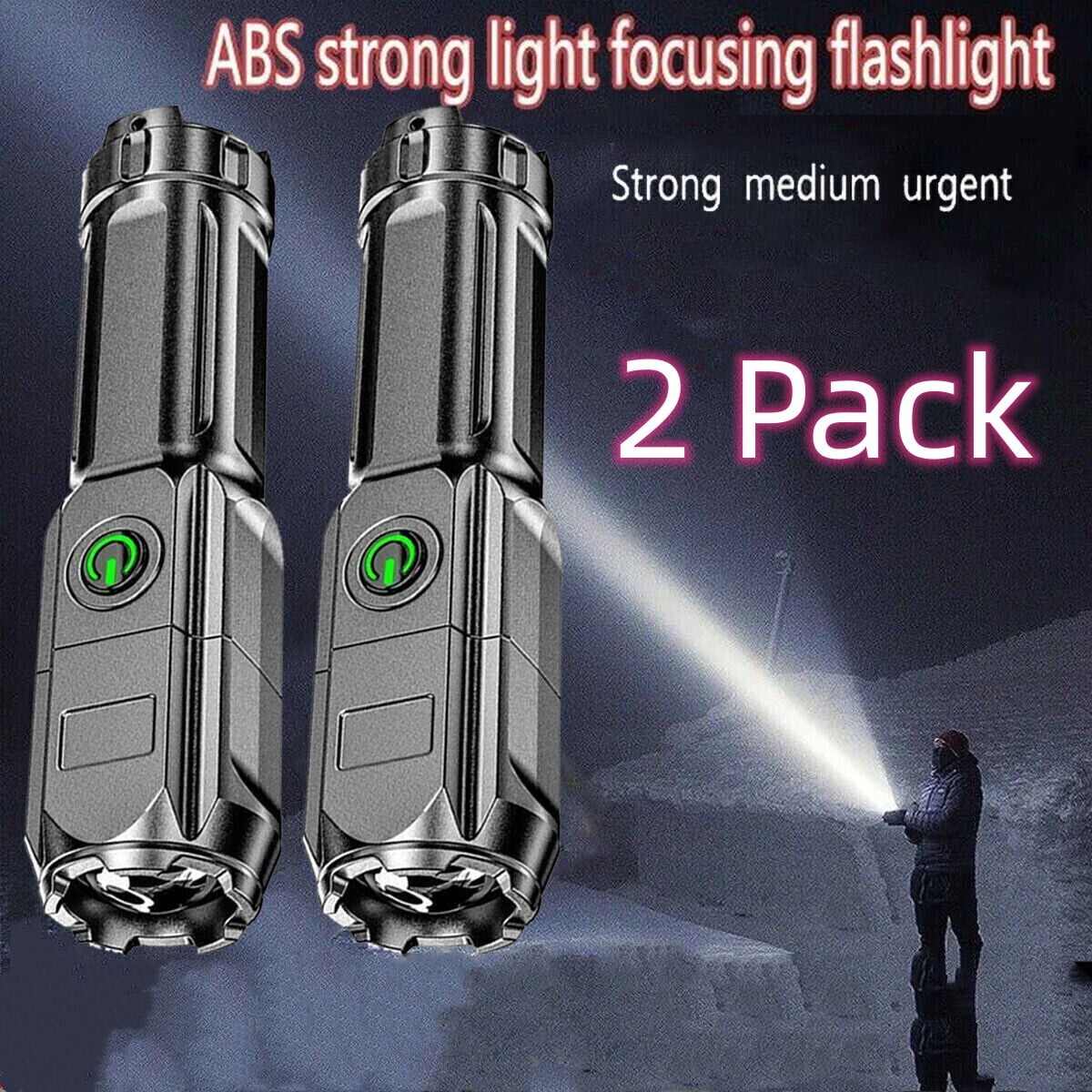 2 Pack Super Bright USB Led Flashlight Rechargeable Zoomable ...