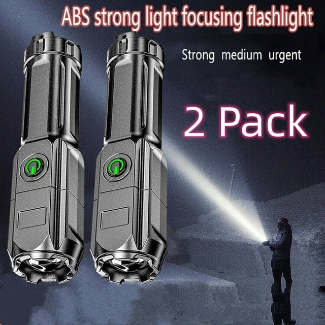 2-Pack USB Rechargeable Flashlights, Super Bright, Zoomable, 3 Modes ...