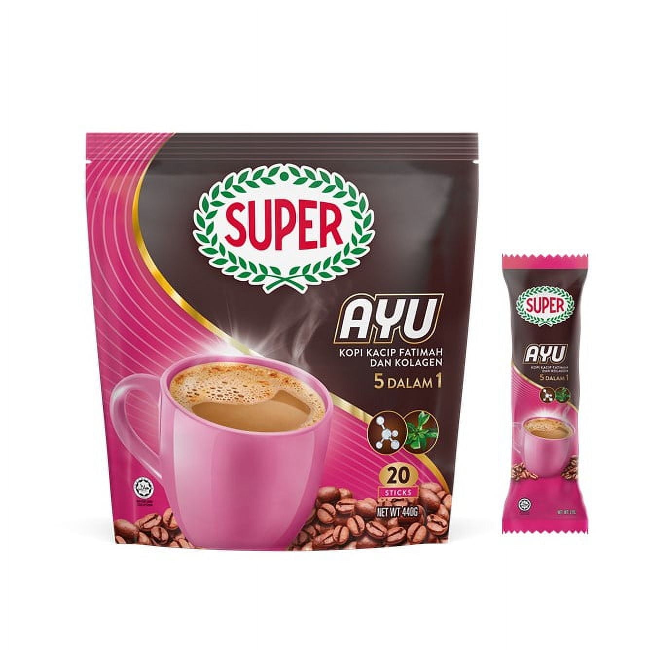(2 Pack) Super Power 5 in 1 Collagen Instant Coffee 2 x (440g, 22g x 20 ...
