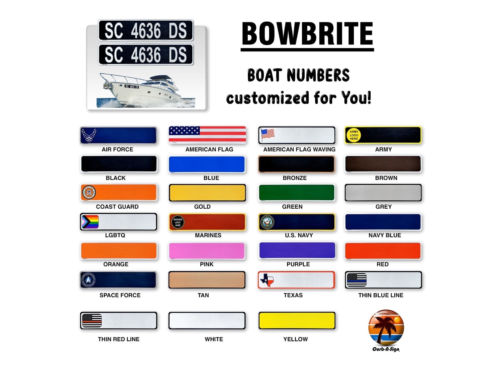 2 Pack Super Reflective Custom Boat Registration Numbers and Letters ...