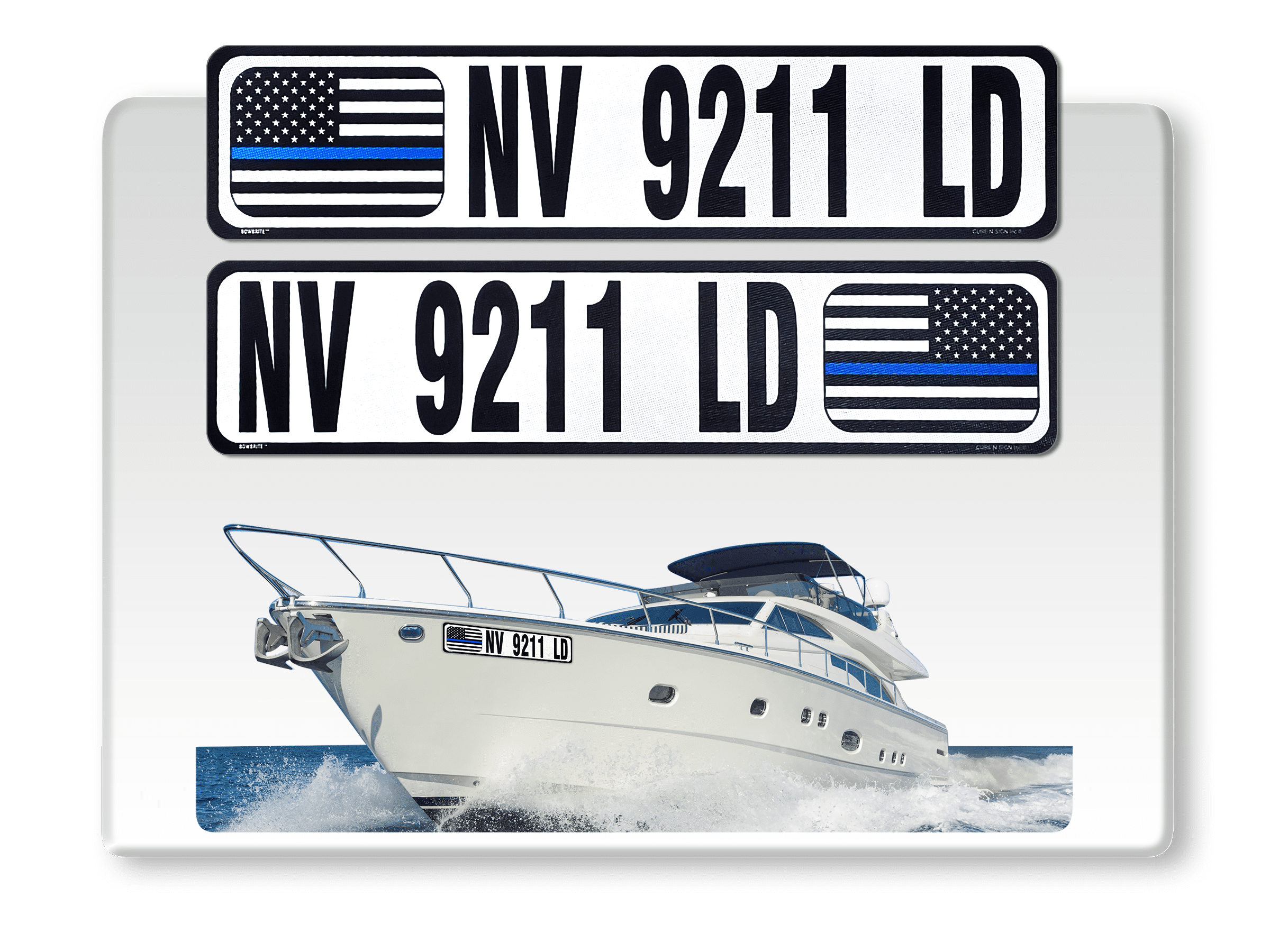 2 Pack Super Reflective Custom Boat Registration Numbers and Letters ...