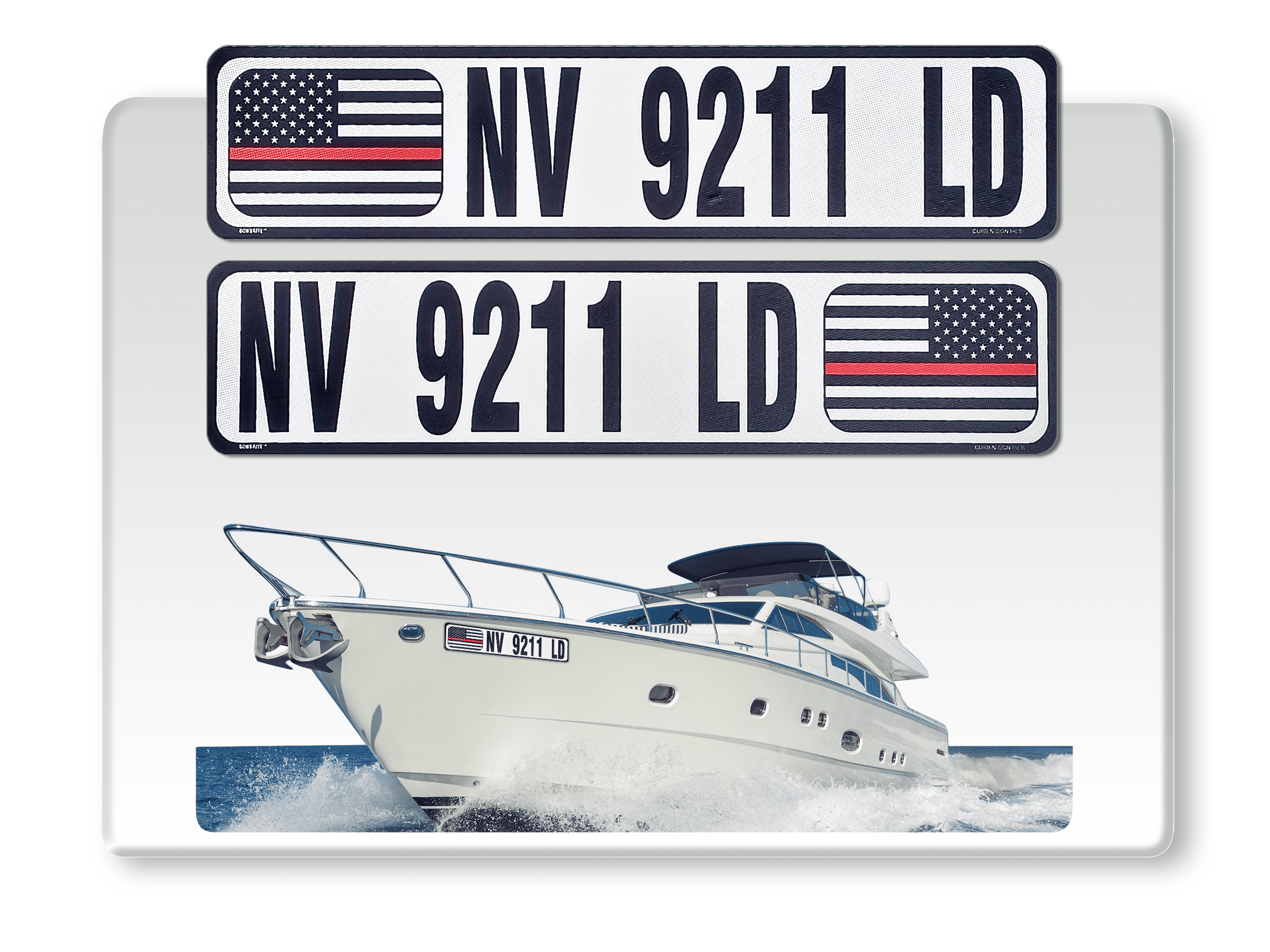 2 Pack Super Reflective Custom Boat Registration Numbers and Letters ...
