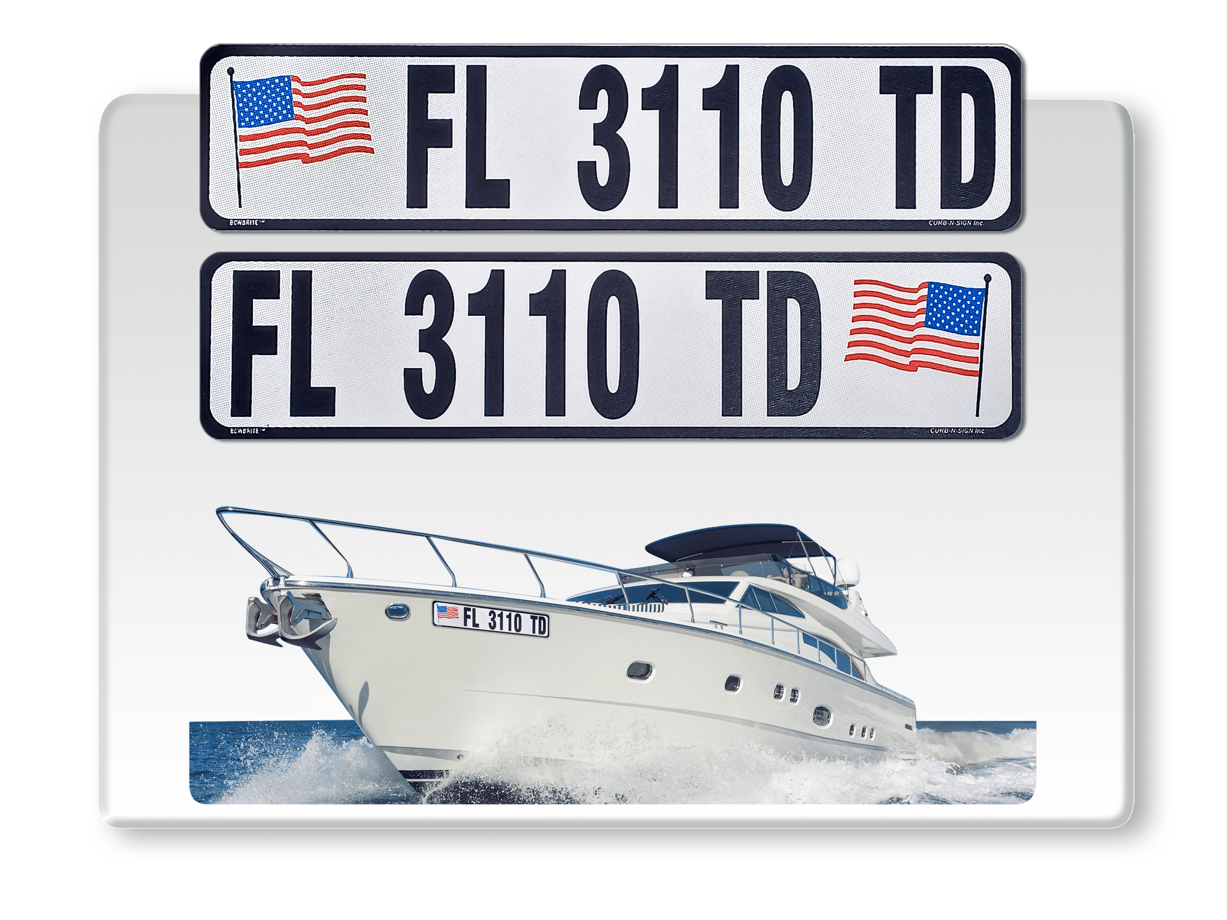 2 Pack Super Reflective Custom Boat Registration Numbers and Letters ...