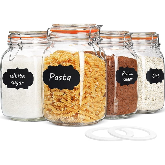 2 Pack Super Wide Mouth Airtight Glass Storage Jars with Lids, 1.1 ...