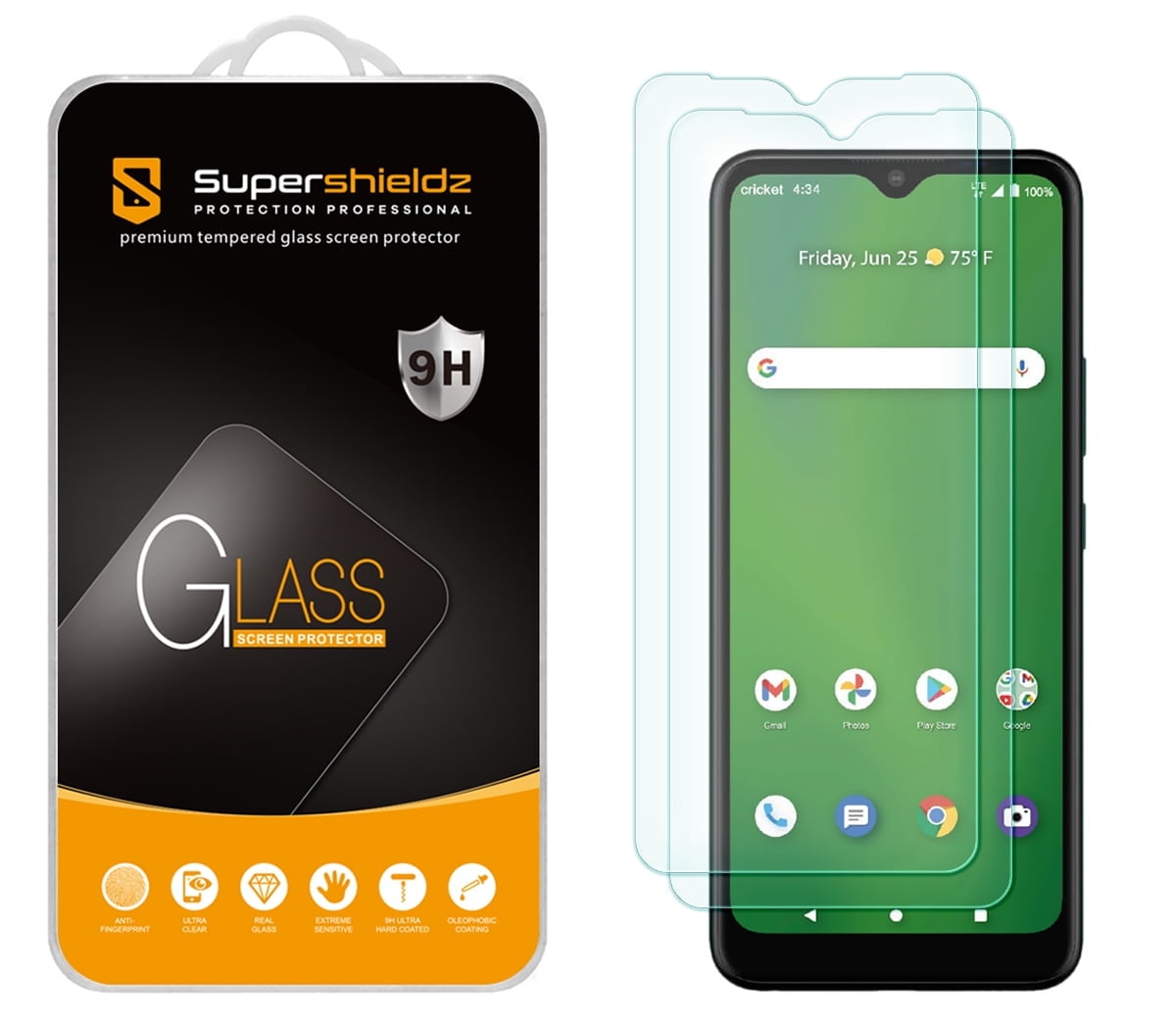 (2 Pack) Supershieldz Designed for Cricket Icon 3 Tempered Glass Screen ...