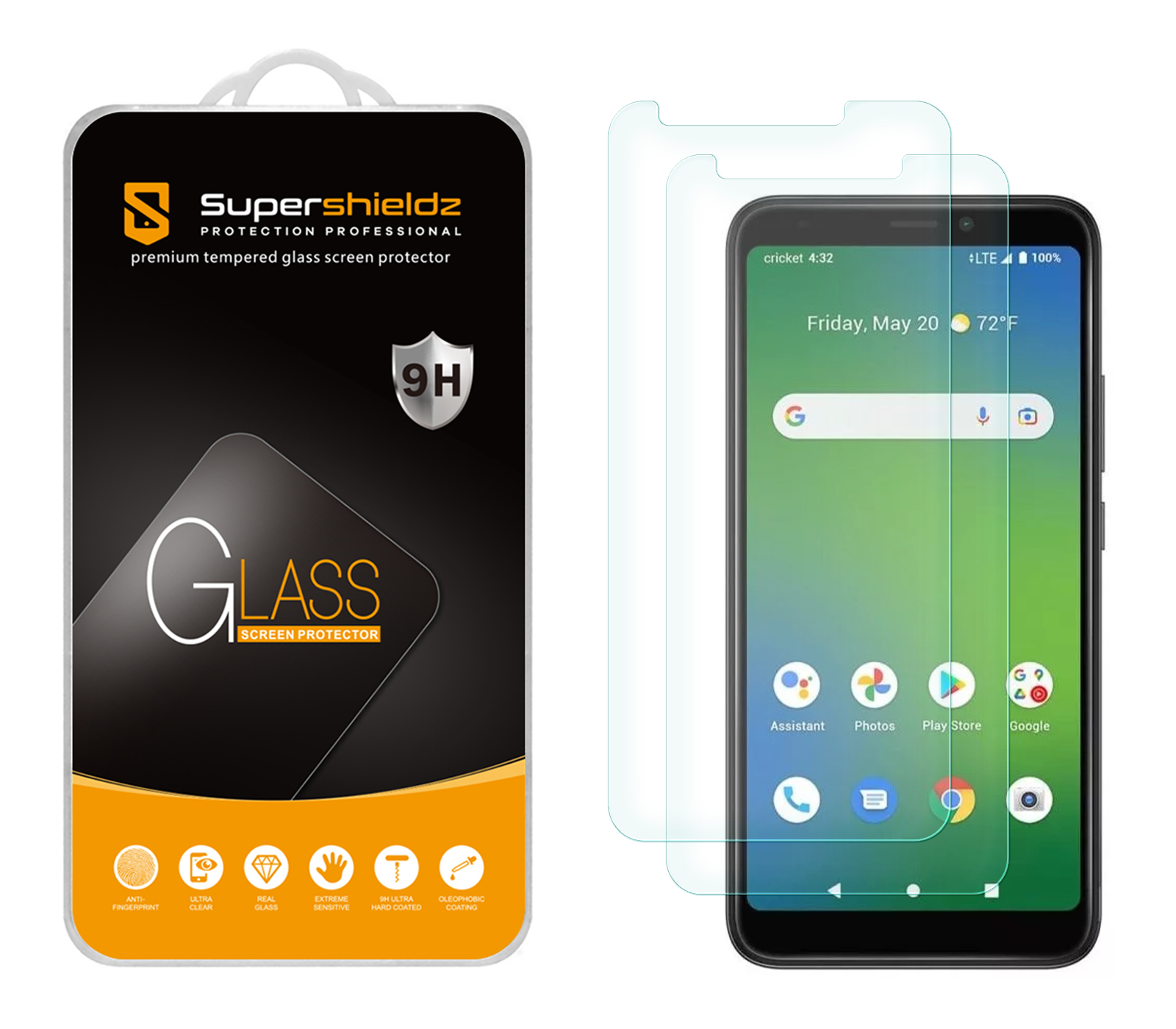 (2 Pack) Supershieldz Designed for Cricket (Vision Plus) Tempered Glass ...
