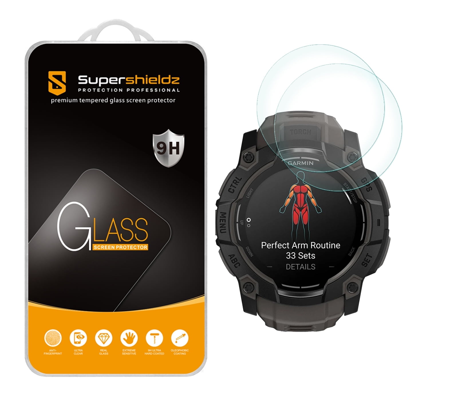 (2 Pack) Supershieldz Designed for Garmin Instinct 3 50mm (Solar ...