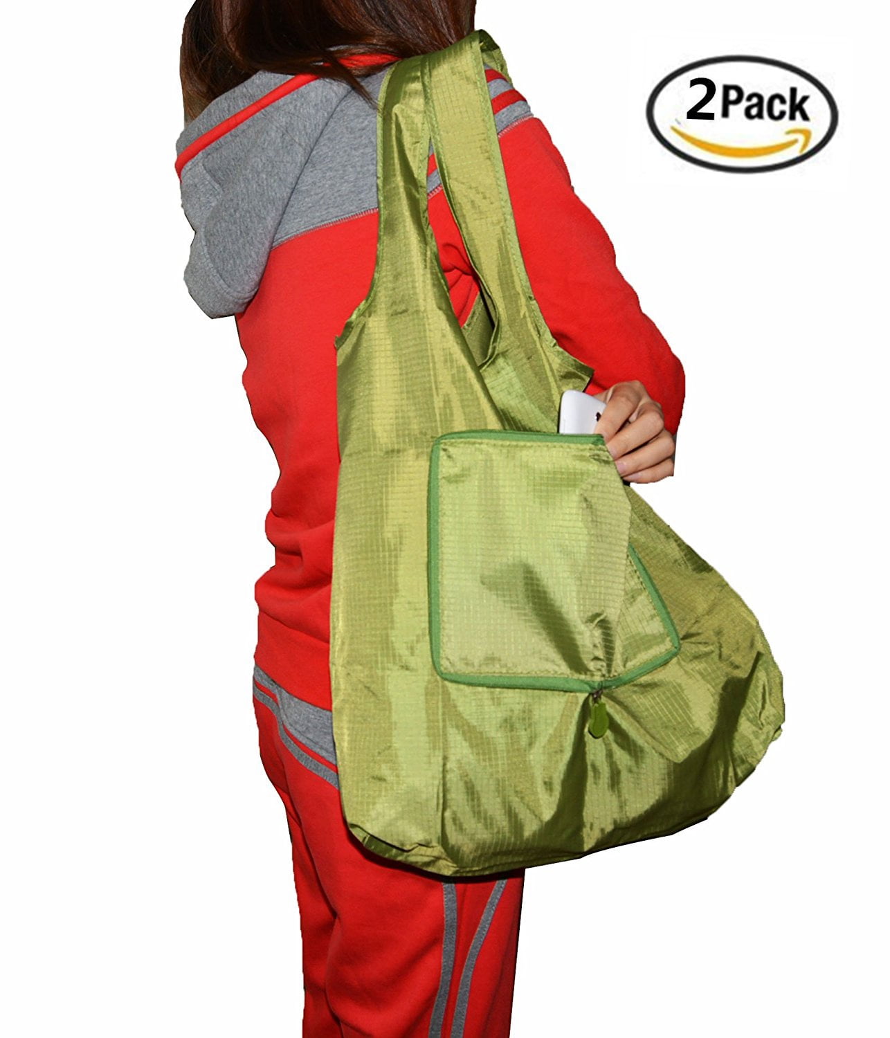 2 Pack Supersize Reusable Grocery Shopping Bag Folding Travel Recycle ...