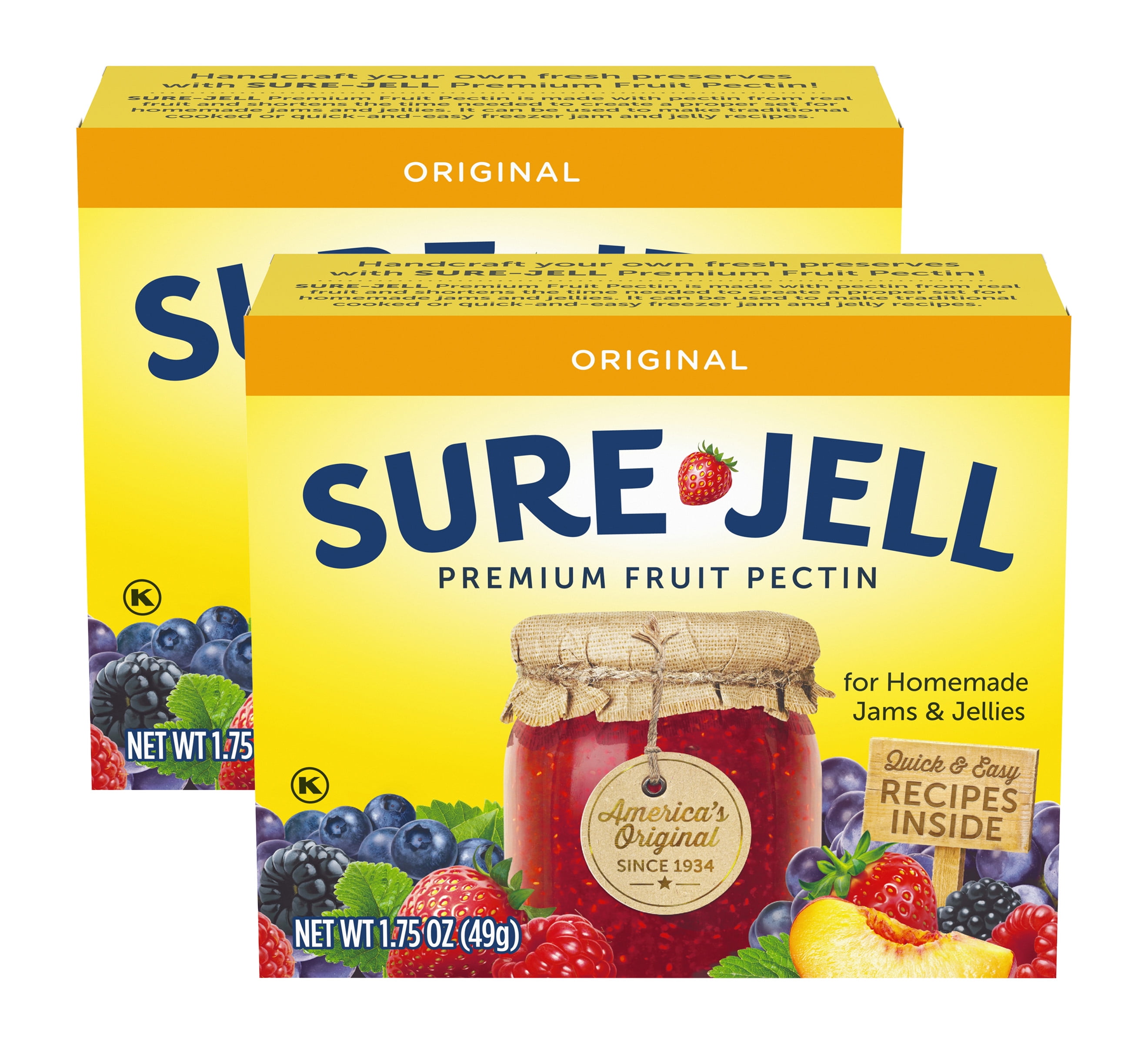 Sure Jell Original Premium Fruit Pectin, Low Sugar, Dry Powder for Jam ...