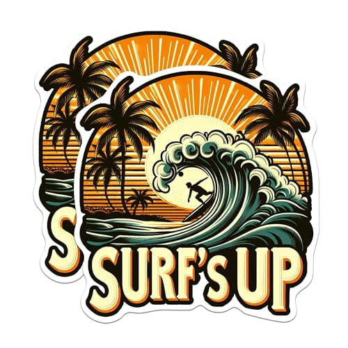 (2 Pack) Surf's Up Surfer Sticker - Ocean Beach Bum - Ocean Lover - 5 ...