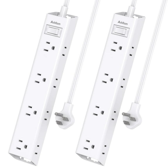 2 Pack Surge Protector Power Strip - Flat Plug Extension Cord, 12 ...
