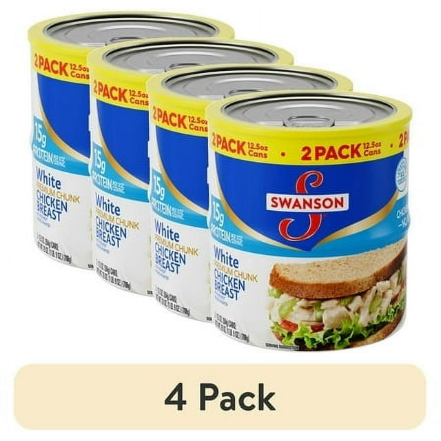 (4 pack) (2 Pack) Swanson White Premium Chunk Canned Chicken Breast in ...