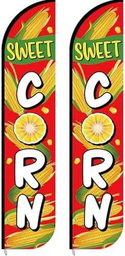2 Pack Sweet Corn Feather Flags Sweet Corn for Sale Signs 2. 5 x 12 ft ...