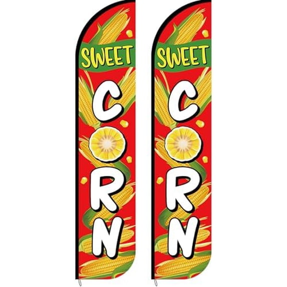2 Pack Sweet Corn Feather Flags Sweet Corn for Sale Signs 2. 5 x 12 ft ...