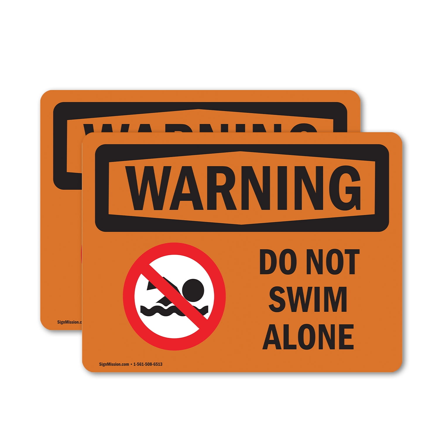 (2 Pack) Do Not Swim Alone OSHA Warning Sign 18 Inch X 12 Inch Vinyl ...